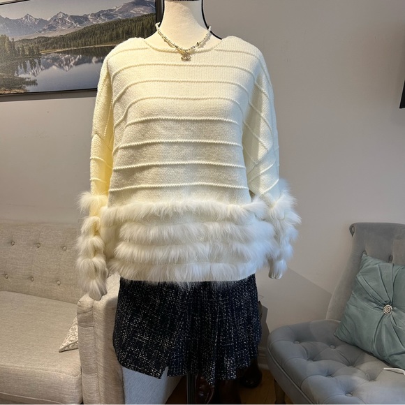 Sweaters | Size Sm Real Fur Light Creamy Color Sweater | Poshmark